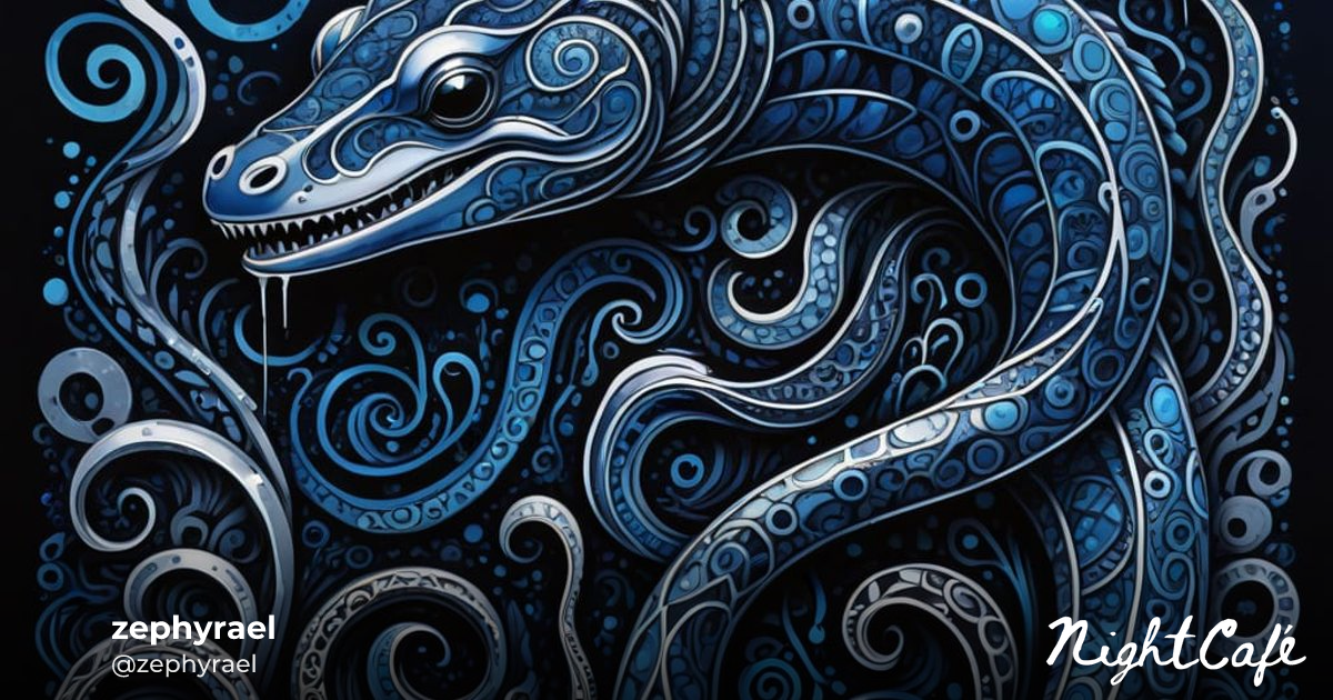 Electric Eel - Ethereal Electric Eels in Dark Blue and Silve...