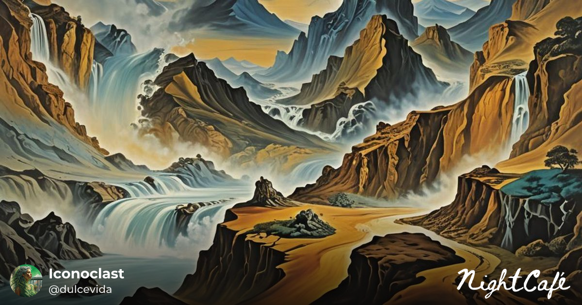 Surreal Fiery River in a Dali-esque Landscape - AI Art