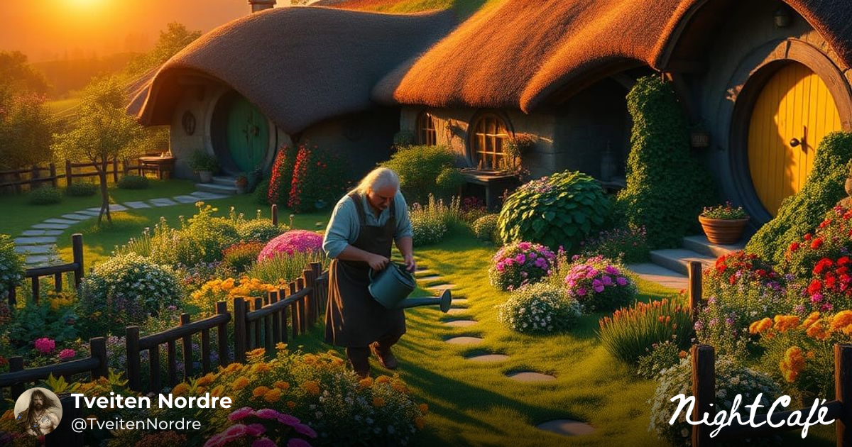 Old Samwise Gamgee in his garden in Hobbiton