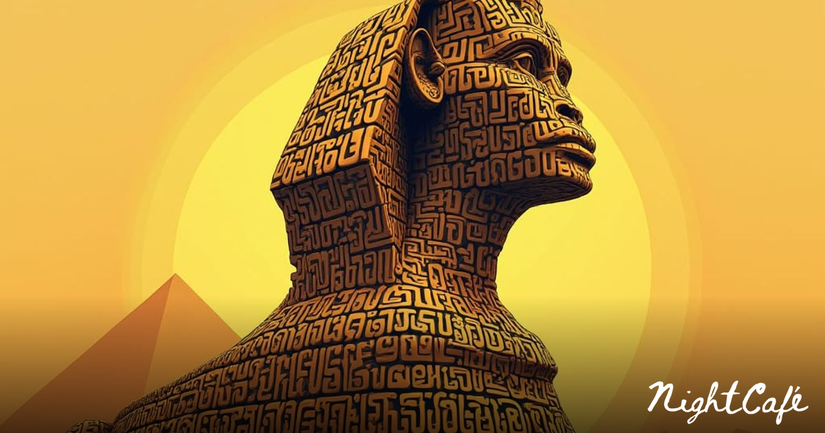 Typographic Sphinx of Giza in Desert Sunset - AI Art