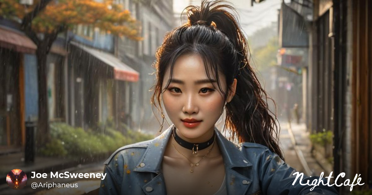 TBN - Watercolor Painting of Woman in Windswept Cityscape