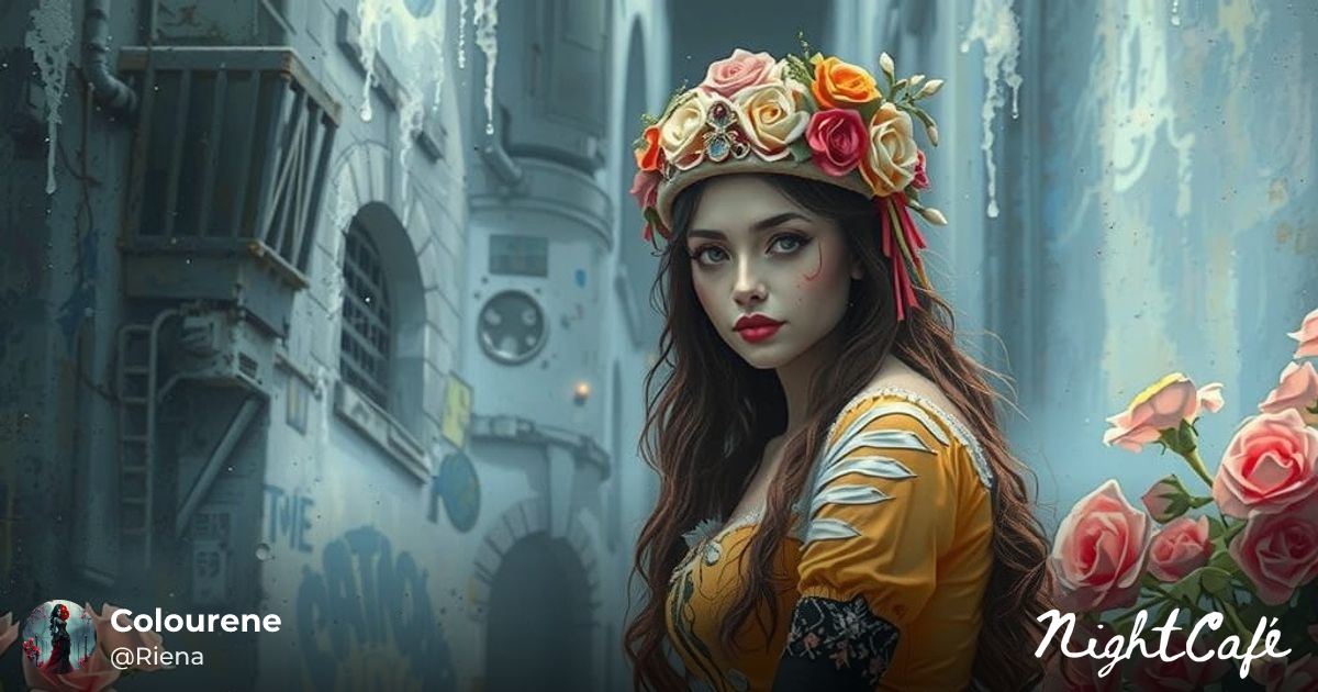 Eilane - Goth Urban Alleyway Graffiti in Vibrant Oil Gouache...