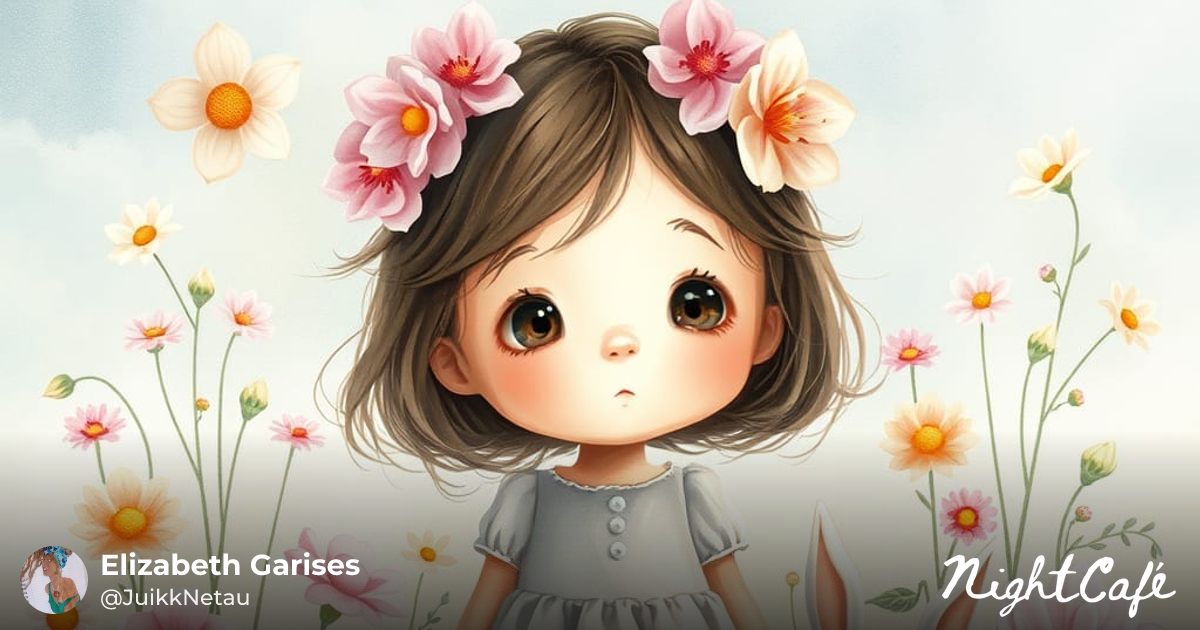 Kidcore Liminal Watercolor - Whimsical Child in Dreamy Water...