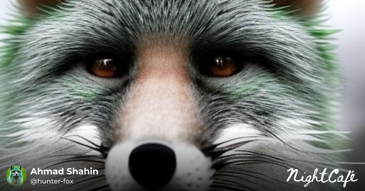 Beautiful green fox - Hyperrealistic Green Fox with Piercing...