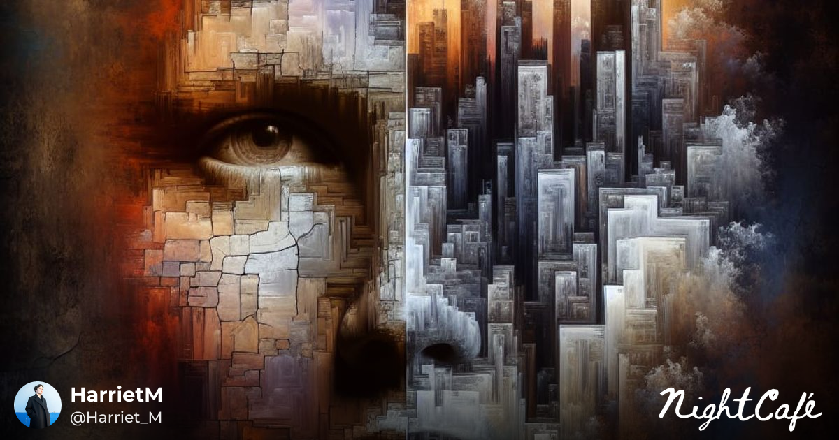 Split Face: Human and City in Impressionist Digita... - AI Art