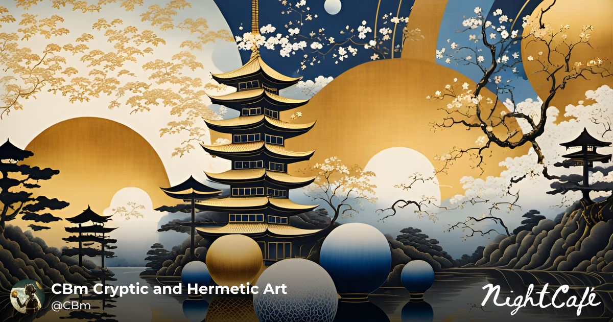 Divine Spheres - Vintage Japanese Print of Blue and White Sp...