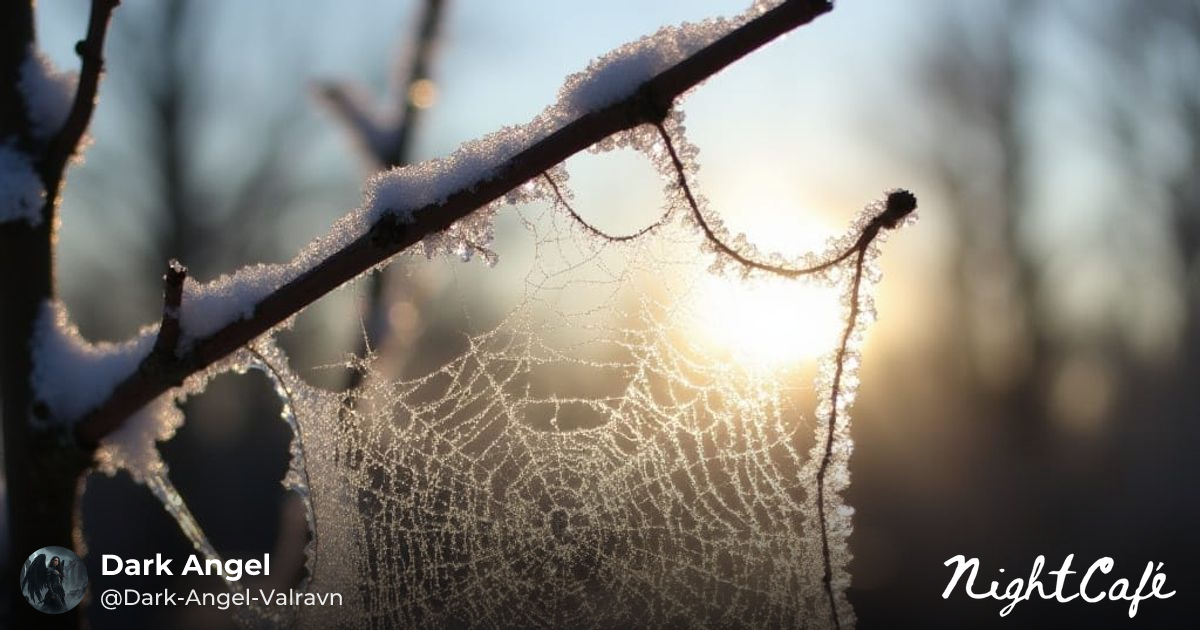 "Fractured Light in Frozen Thread" a Haiku: Glass spun from winter, light bends through the ...