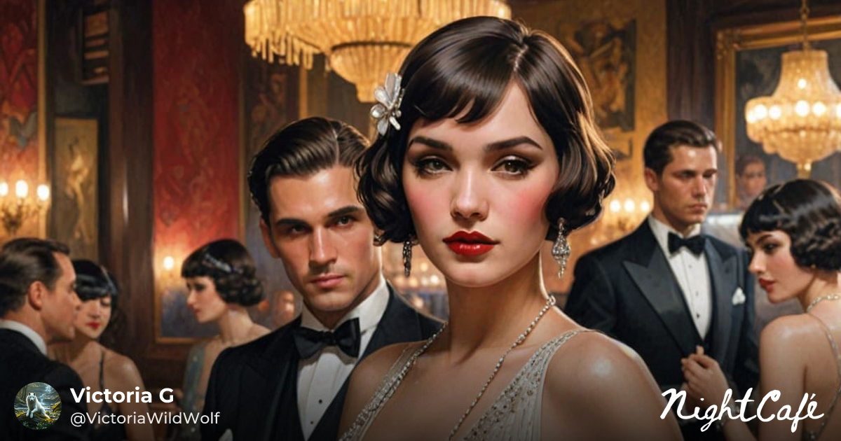 evening at the Speakeasy - 1920s Flapper in Speakeasy Lounge...