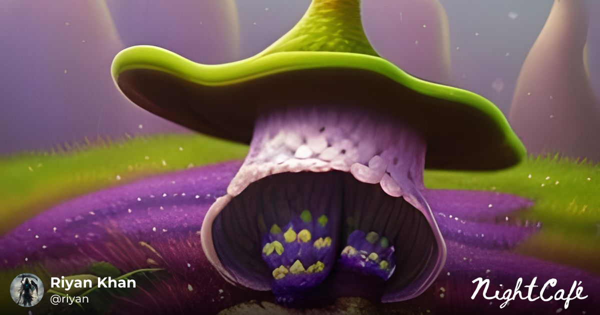 Dancing shroom - Whimsical Purple Mushroom in Rococo Style