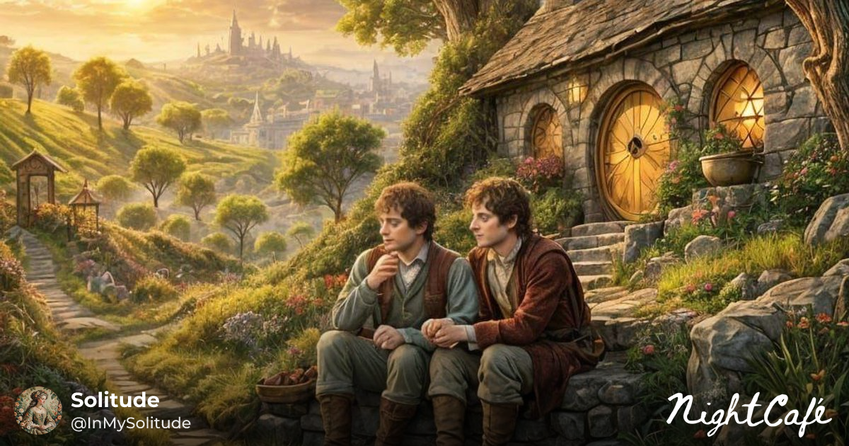 Frodo Baggins, as portrayed by Elijah Wood, and Billbo Baggings, as ...