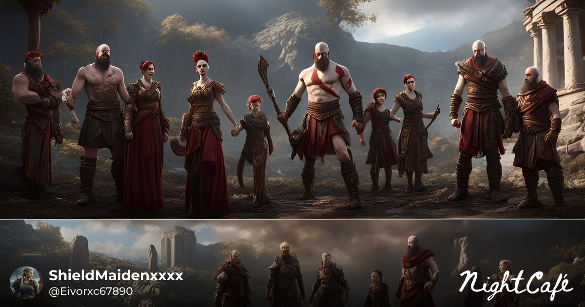 Kratos and Family: A Detailed Matte Painting - AI Art