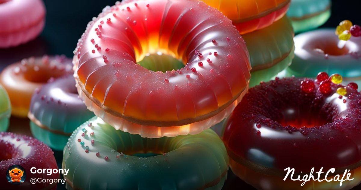 Jelly gummy donuts - Gummy Donuts Sculpture in Hyper-Realist...