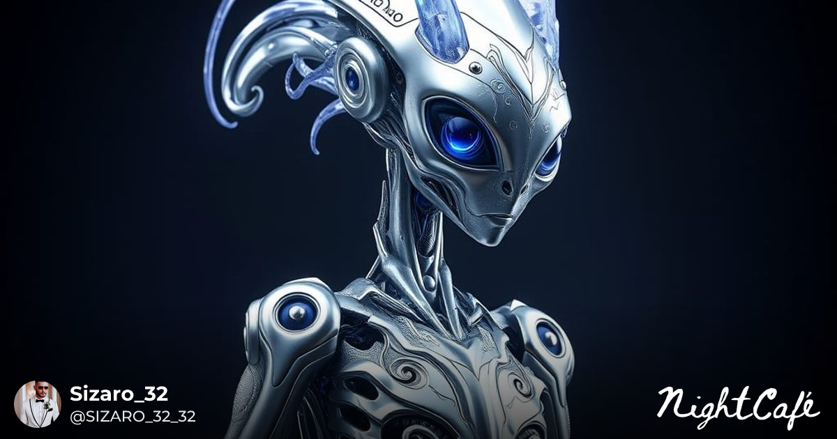 Cybernetic Alien Entity in Ethereal Metallic Armor - AI Art