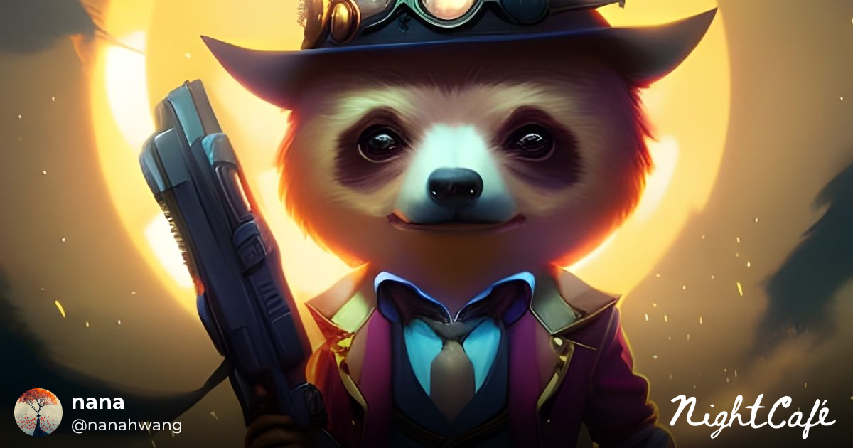 Detective Sleoth - Chibi Steampunk Sloth Detective in Golden...