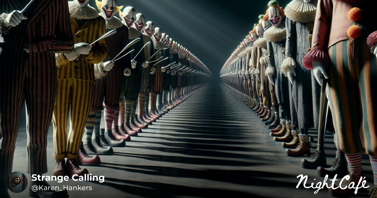 Clown Army - Surreal Clown Army in Ominous Photorealistic Da...