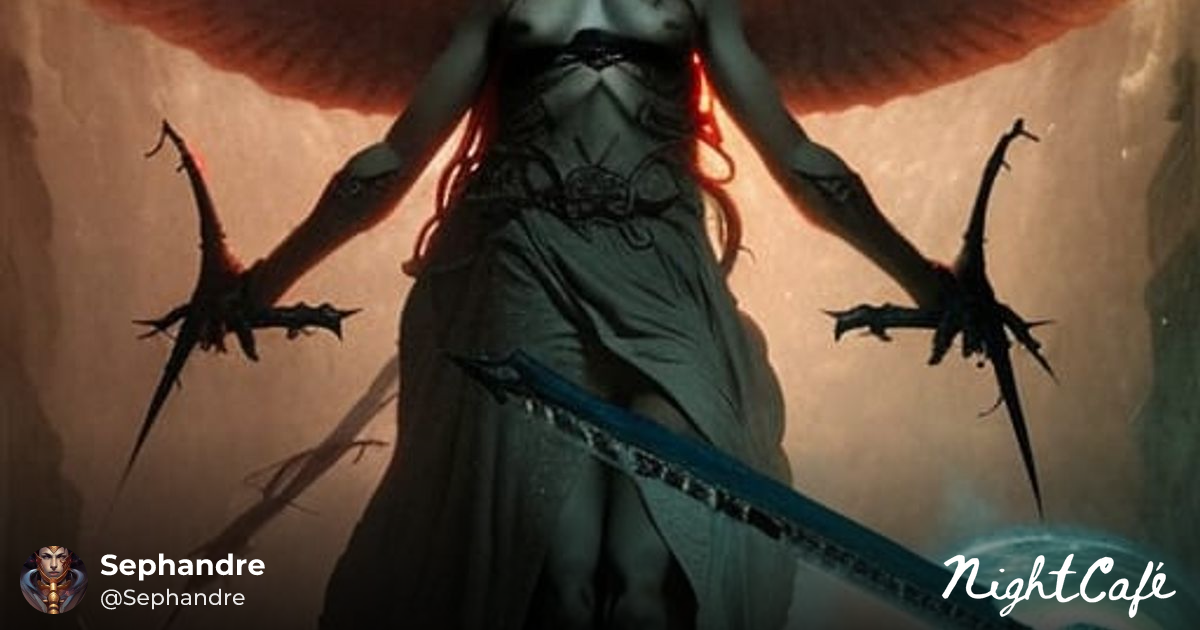 Winged Sovereign - Demonic Angel Necromancer in Dark Fantasy...