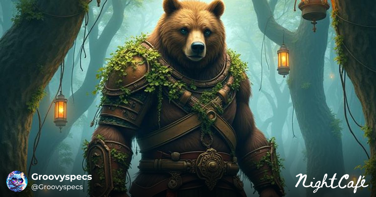 The forest guardian - Bear Warrior Guardian in Mystical For...