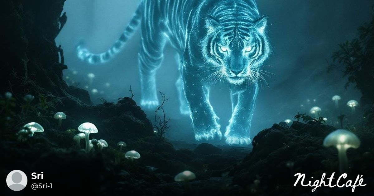 Spectral Tasmanian Tiger in Ancient Forest - AI Art