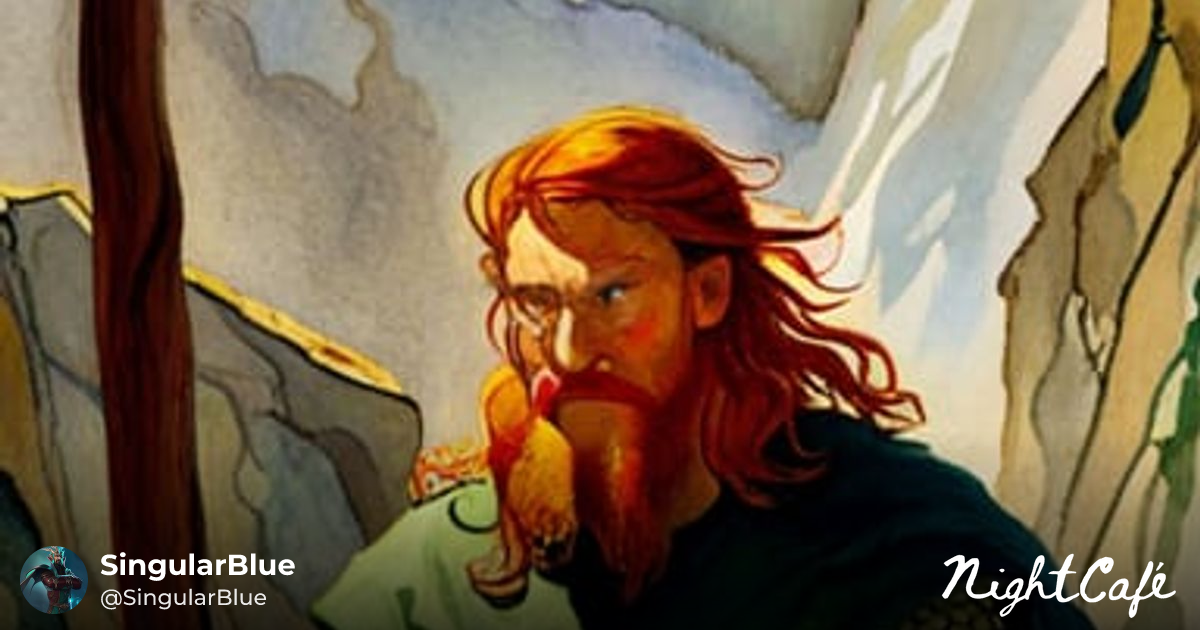 Ready - Viking Enters Valhalla in Golden Age Illustration St...