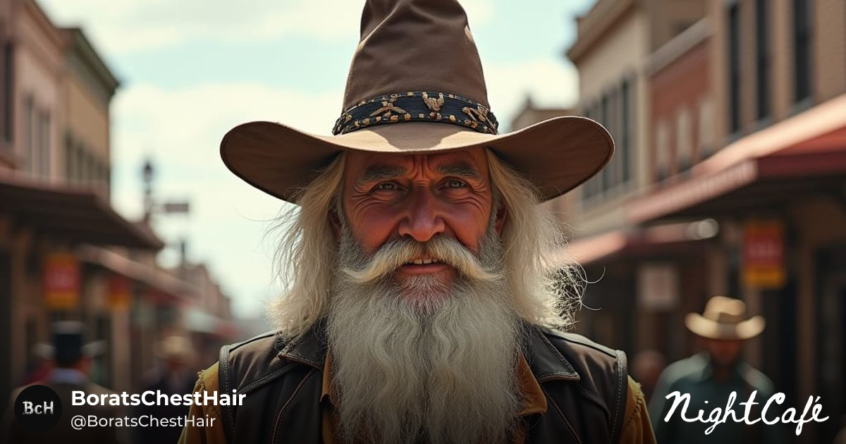 a whimsical wizard dressed up as a cowboy in old dodge city