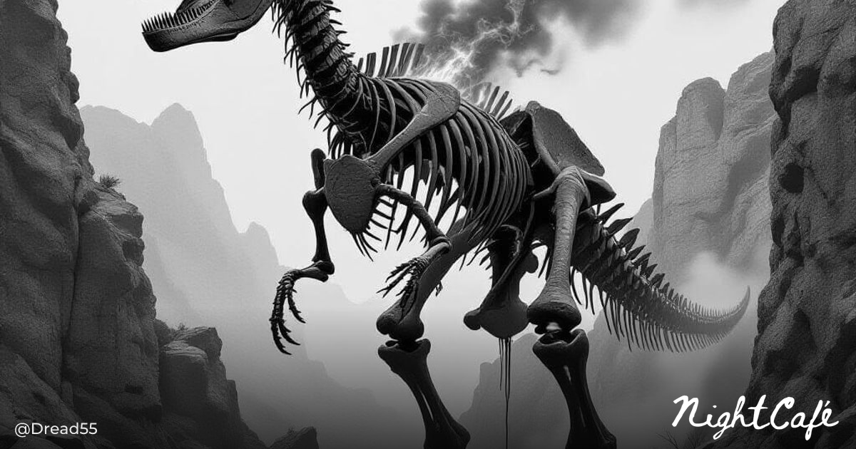 Hot to trot - Flaming Dinosaur Skeleton in Gothic Charcoal ...