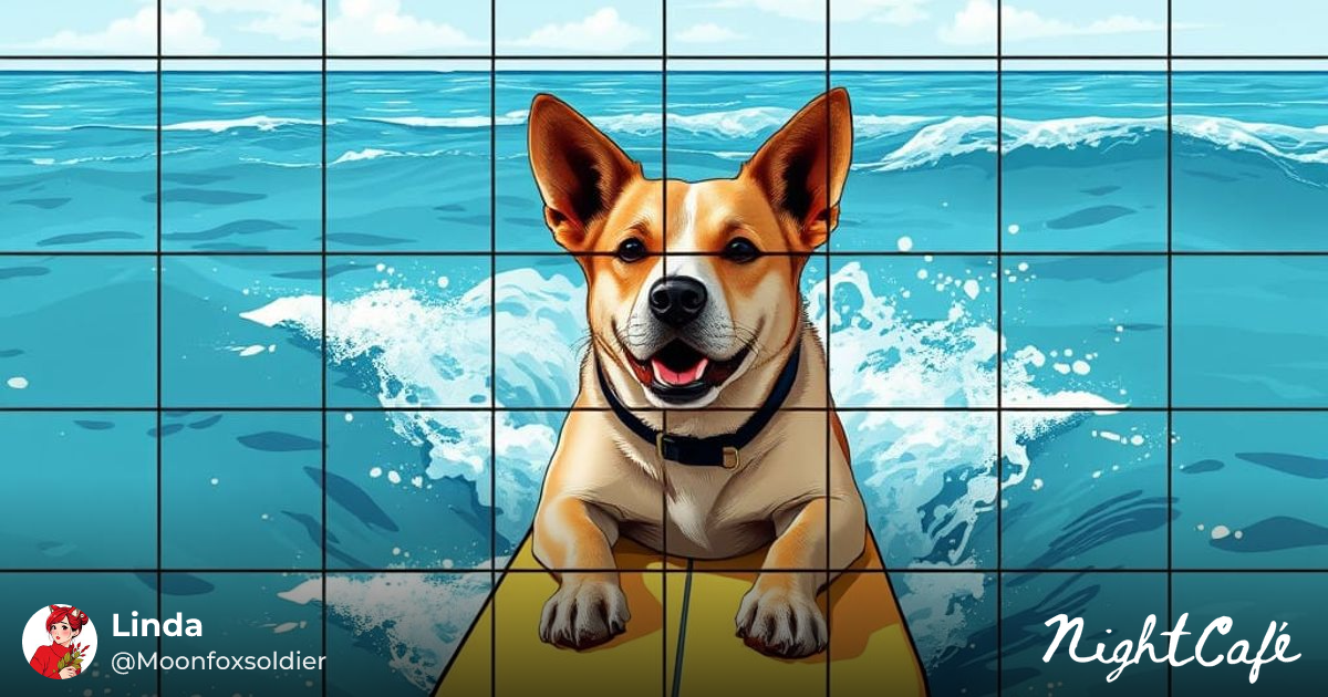 Surfin' dog - Canine Surfer Takes the Plunge in a Colorful C...