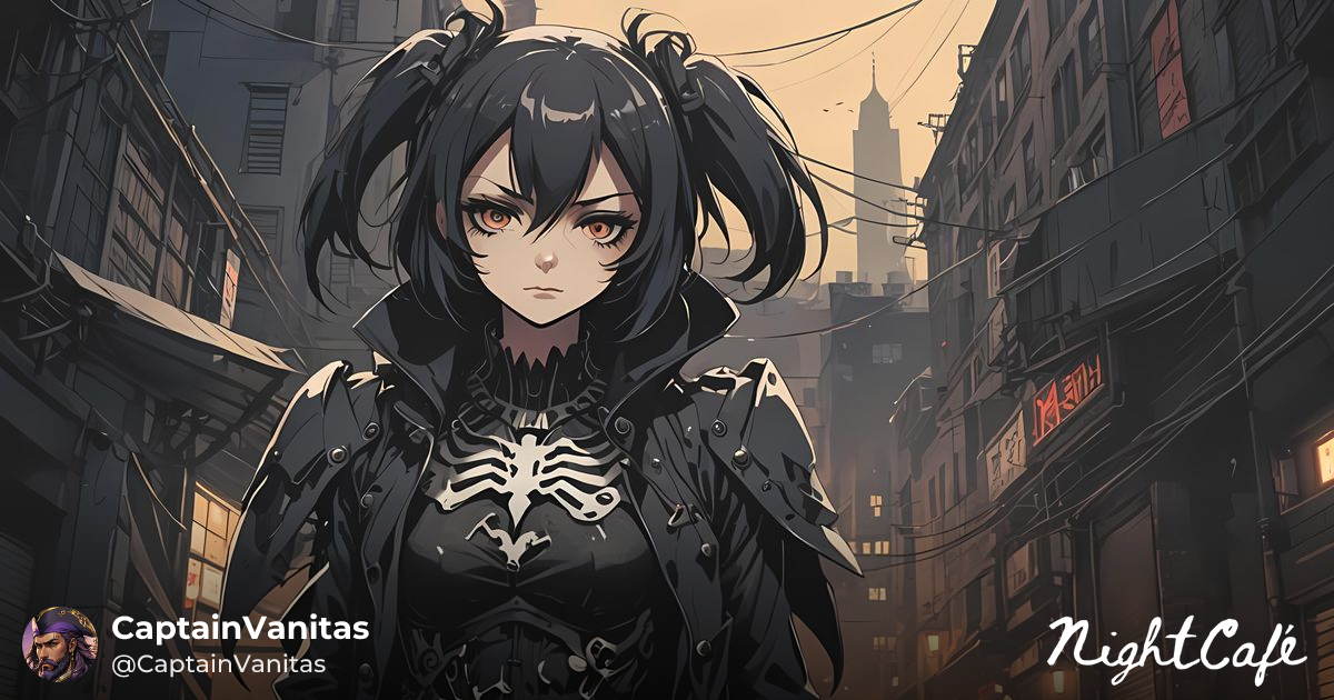 Daywalking In Jet Black - Gothic Urban Anime Art in Cel-Shad...