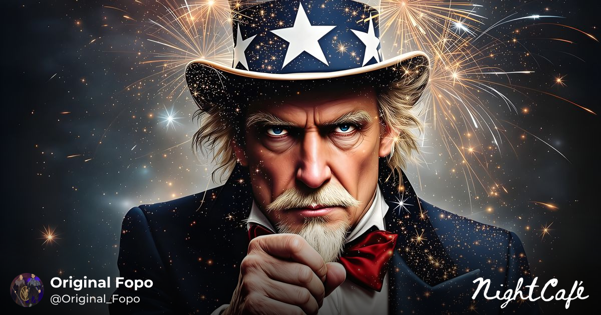 Celebration - Surreal Double Exposure: Uncle Sam Fireworks D...