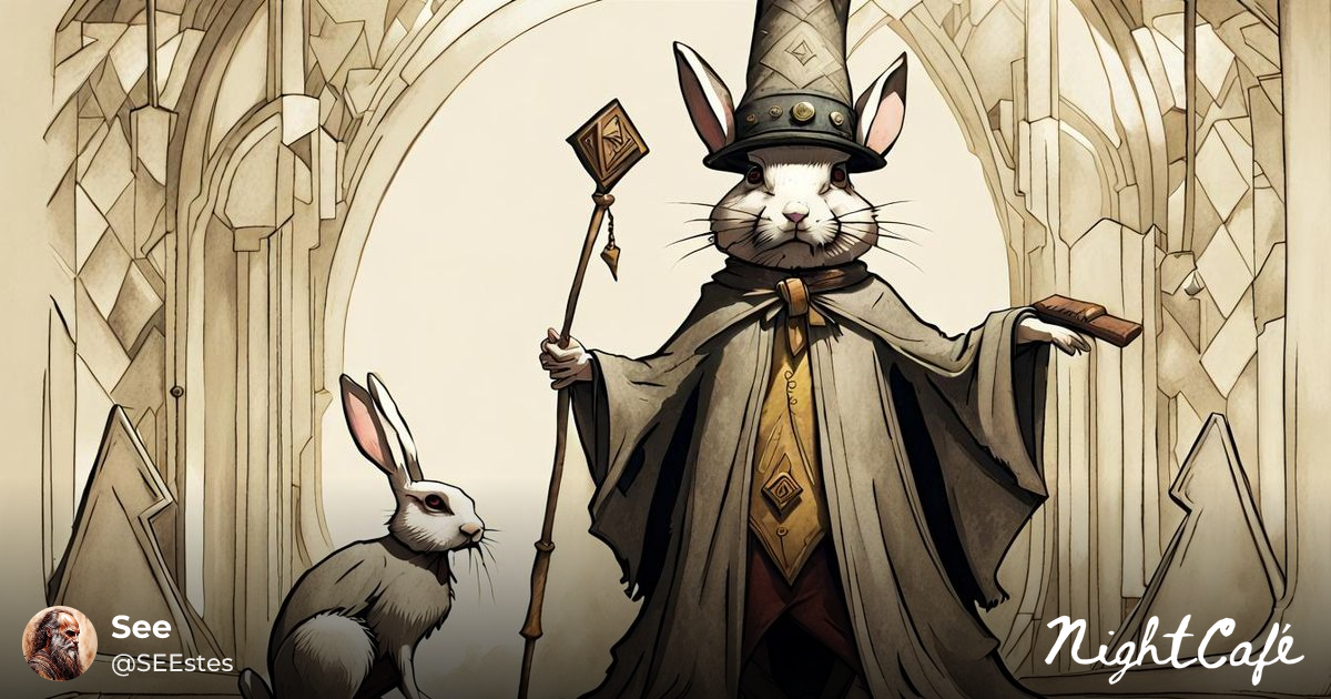 Art Deco Rabbit Wizard in Dark Fantasy Style - AI Art