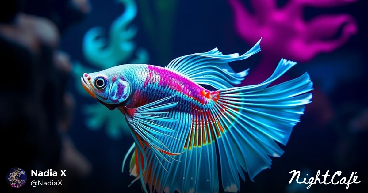 turquoise betta - Turquoise Betta Fish in Art Nouveau Aquari...