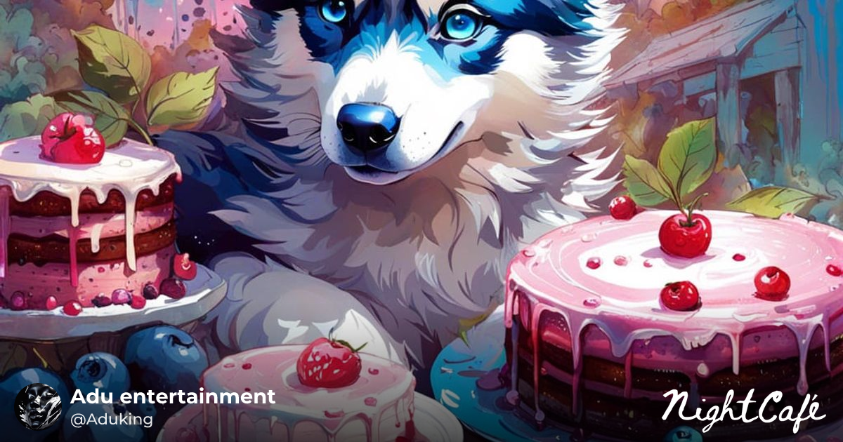 Husky Puppy and Forbidden Blueberry Cake: Concept ... - AI Art