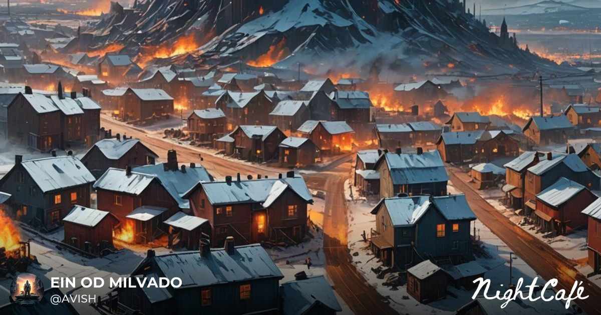 Flame Hailstorm Sweeping the Countryside: Fantasy ... - AI Art