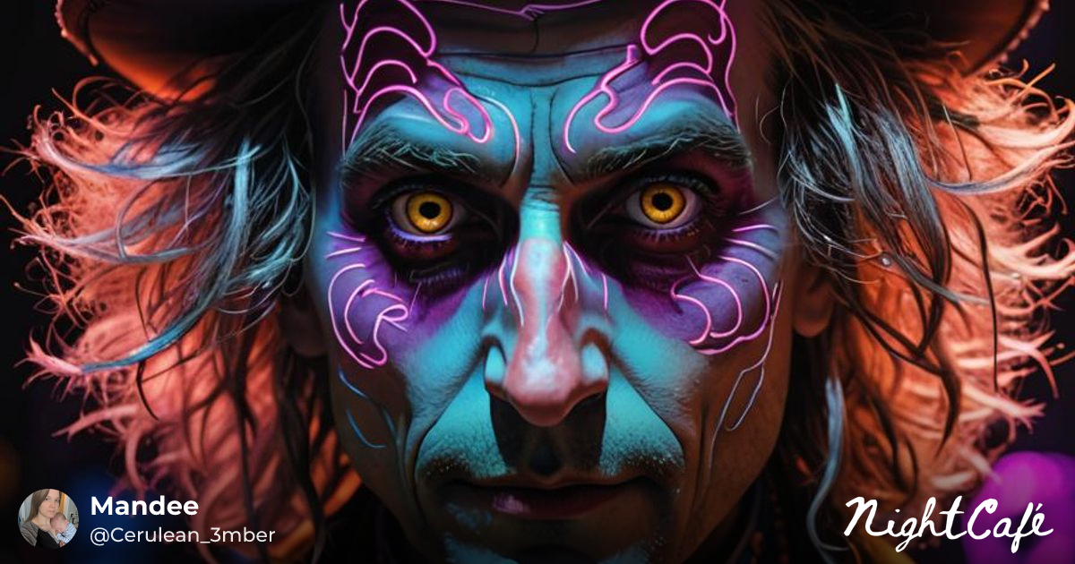 A Trip Down the Rabbit Hole - Neon Portrait of the Mad Hatt...