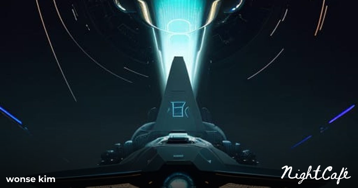 Glossy, Triangular Spaceship in a Starry Night Sky - AI Art