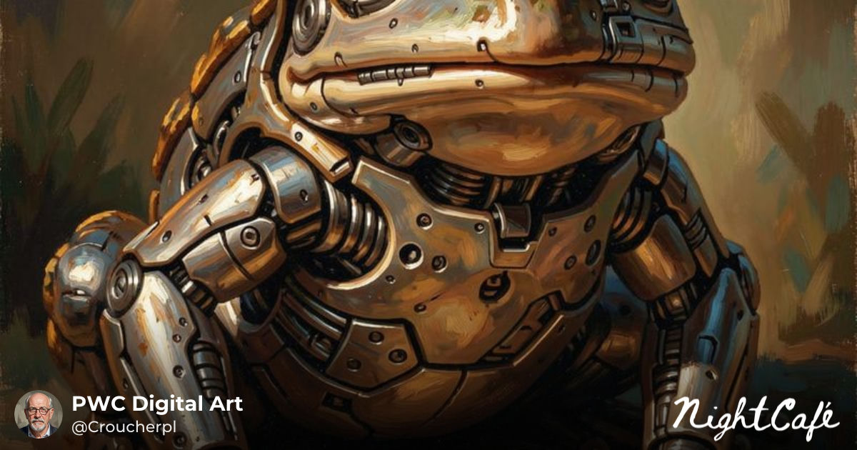 Cyborg frog. Painterly - Painterly Portrait of a Detailed Cy...