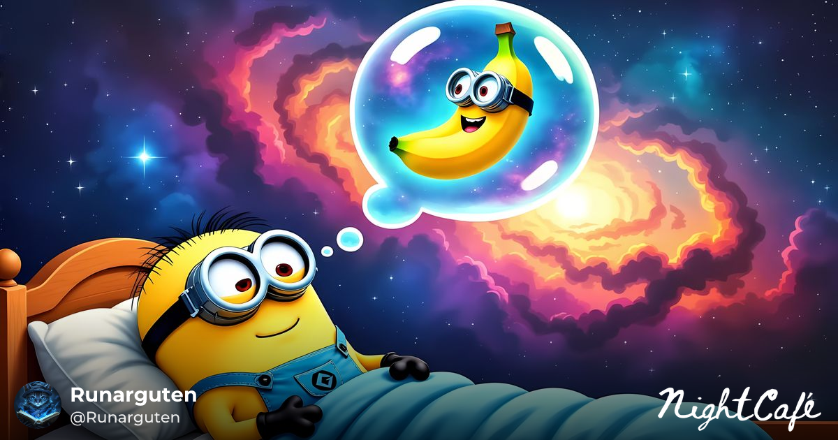 Banana Dreams in Space - Whimsical Minion Dreams in Cosmic S...