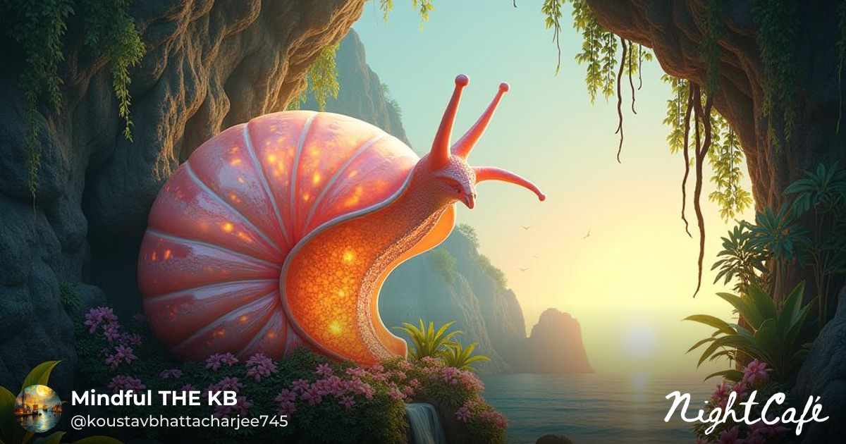 Tropical Island Oasis Inside Transparent Snail She... - AI Art