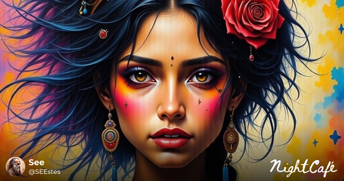 Gypsy Woman in Futuristic Trek Landscape - AI Art