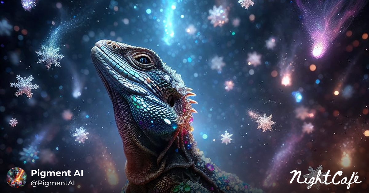 Majestic Winter. - Jeweled Lizard in Celestial Snowfall