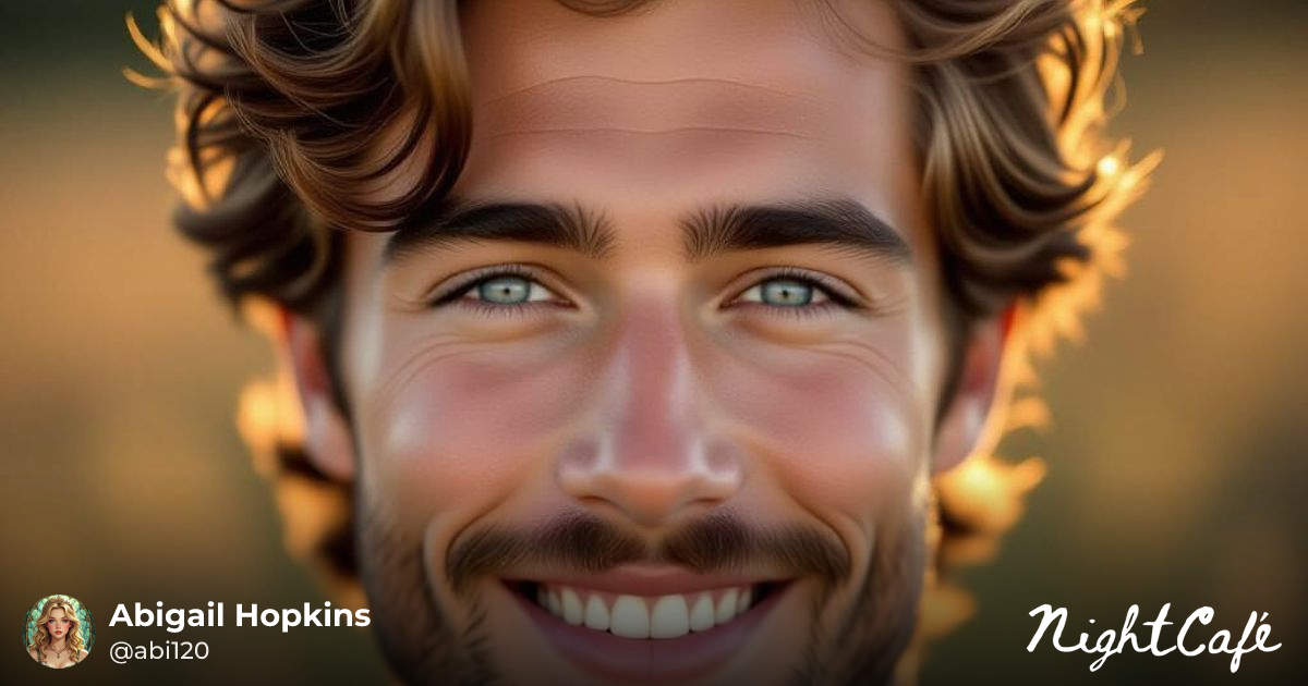 Handsome Young Man With Fluffy Hair and Blue Eyes - AI Art