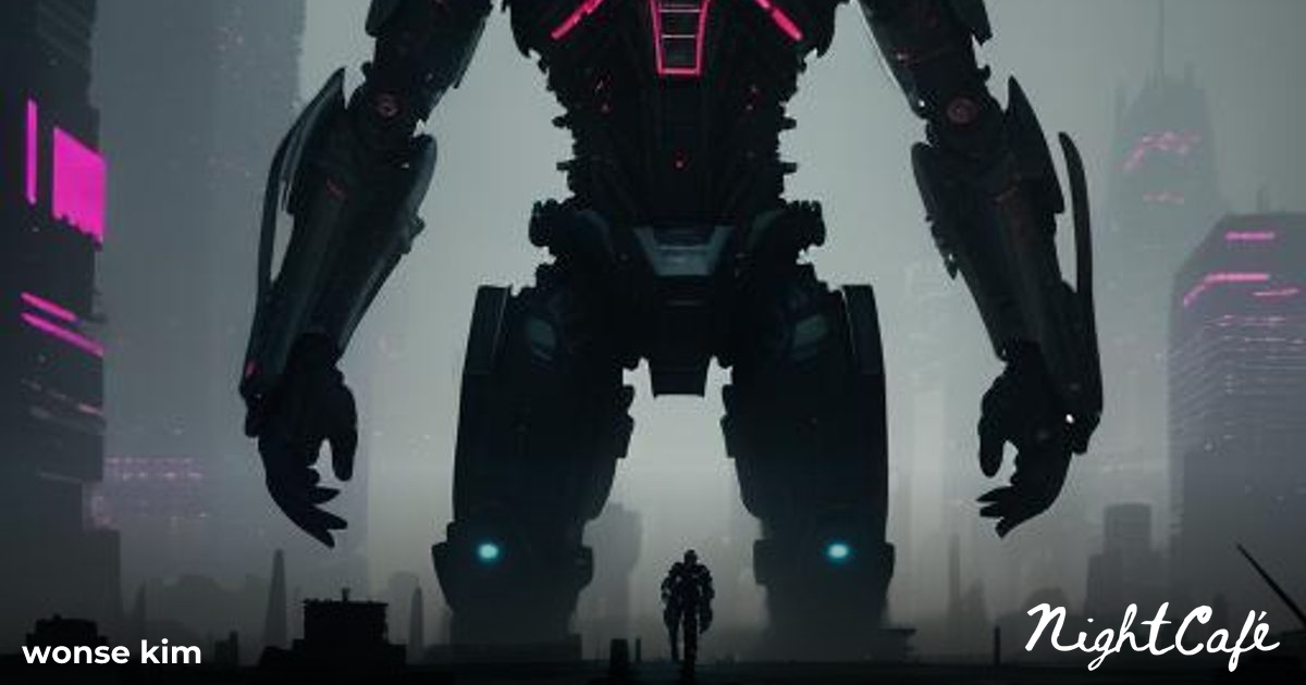 CUTBURST - Mech Warrior in Neon City, Dystopian Sci-Fi Art