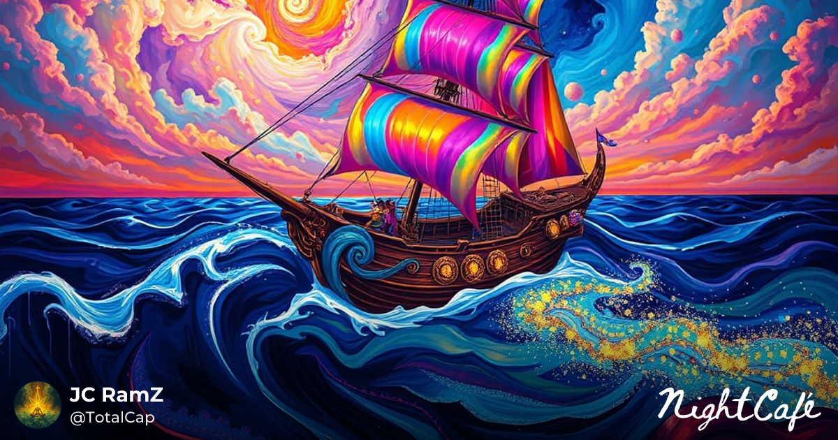 psychedelic dream, pirate ship - Surrealist Pirate Ship Soar...