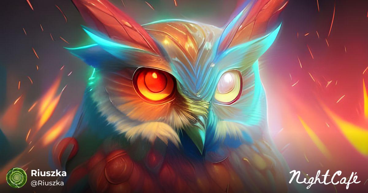 Fire owl - Cute Fire Owl Portrait in Hyperdetailed Style