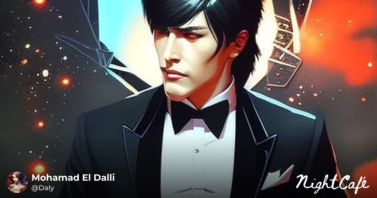 Fancy vampire - Lizard in Suit: Anime-Style Digital Art