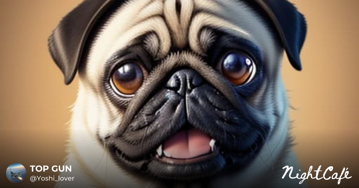 pug - Cute Pug Portrait in Cartoonish 3D Rendering Style