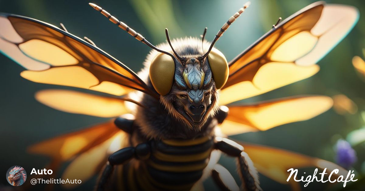 Bee Dragon - Hyperdetailed Bee Dragon Portrait in Unreal Eng...