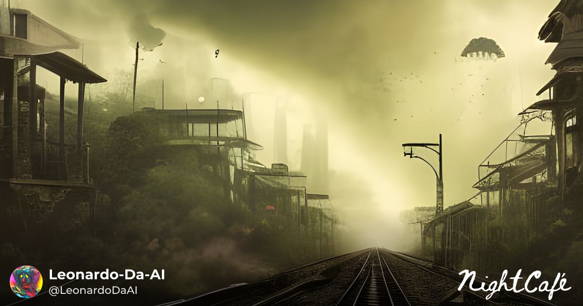 Dusty tracks - Post-Apocalyptic Jungle Train in Digital Matt...