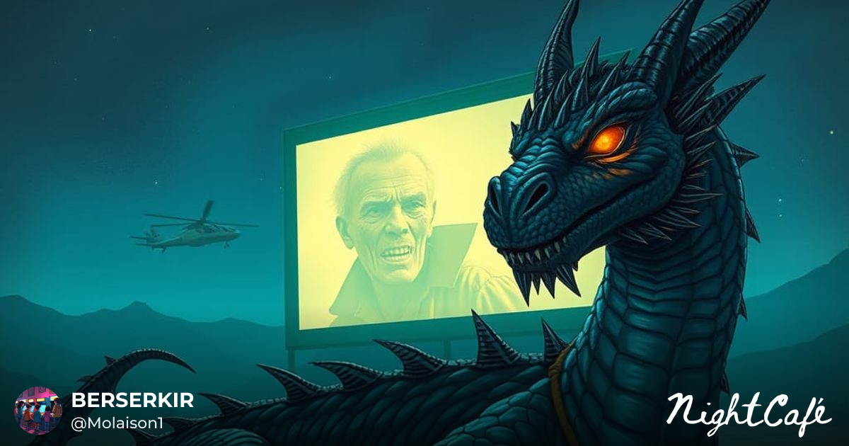 Mythic Dragon Watches Horror Movie at Abandoned Dr... - AI Art