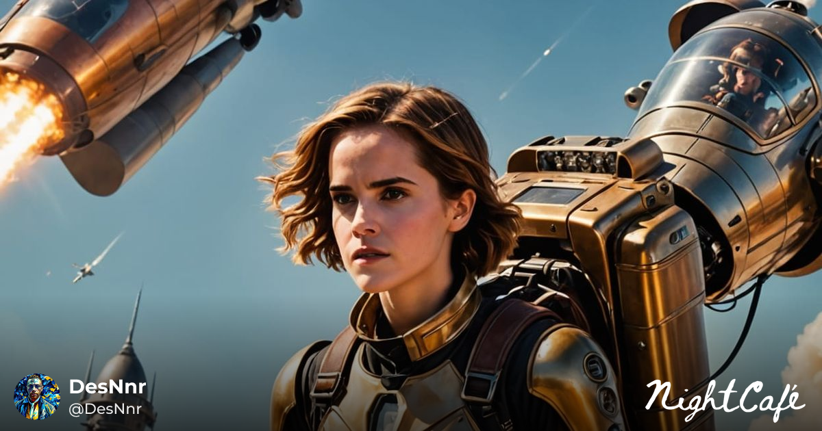 Emma Watson as The Rocketeer, Retro Tech Heroine - AI Art