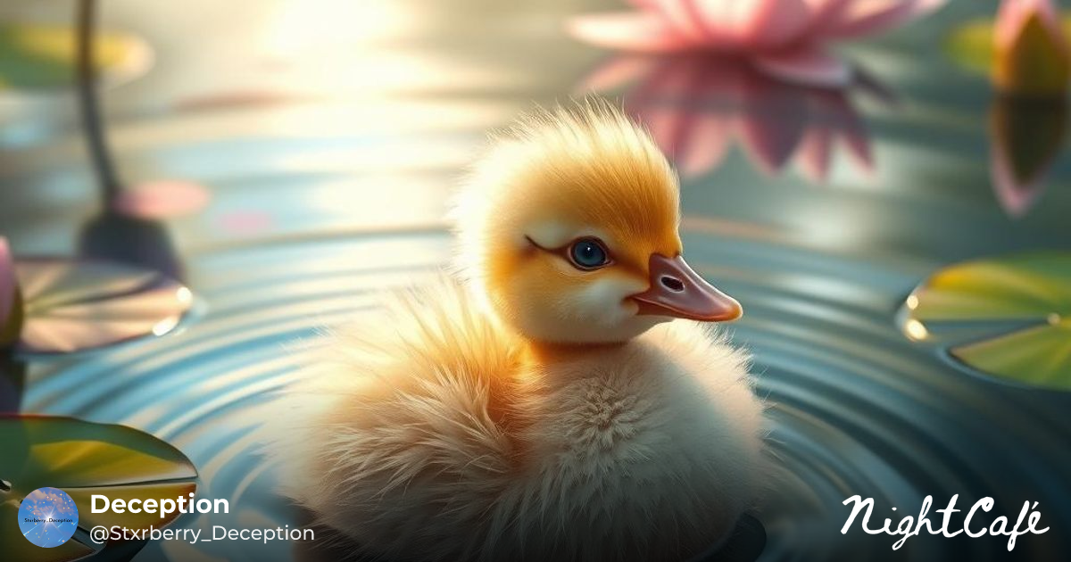 A duckling in a pond 🐤